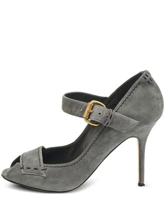 Manolo Blahnik escarpins en daim &agrave; boucle 110 mm - Gris