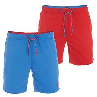 Riverso RIVDavid Lot de 2 shorts de bain courts pour homme avec cordon de serrage 100 % polyester, M&eacute;lange de couleurs 3., M