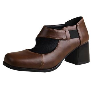 Smilice SJJH Chaussures Mary Jane pour femme avec talon compens&eacute;, talon bloc de 6 cm et barre &eacute;lastique, semelle en caoutchouc antid&eacute;rapante, pour le bureau e