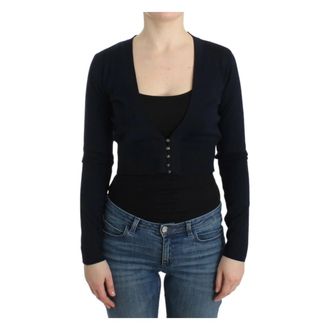 Roberto Cavalli Eleganter schwarzer Cropped Woll-Cardigan - - Knitwear - Damen - Schwarzk - XL
