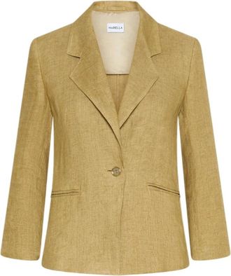Marella Femme, Vestes, Beige, Taille: 44 FR Blazer ajust&eacute; en lin d&eacute;lav&eacute;