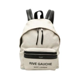 Saint Laurent Pre-owned Rive Gauche Leinen Leder Rucksack - - Pre-owned - Damen - Wei&szlig; - ONE SIZE