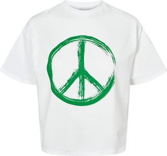 Americandreams Americandreams, Femme, Tops, Blanc, Taille: 44 FR Cropped Peace Cotton Tee