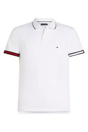 Tommy Hilfiger Polo Manches Courtes Homme Flag Cuff Slim Fit, Blanc (White), XXL