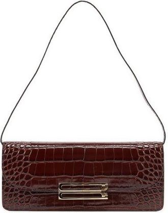 Victoria Beckham Pochette crocodile Dorian East-West en cuir de veau effet crocodile