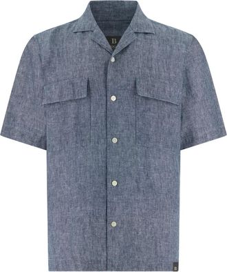 Boggi Milano Homme, Chemises, Bleu, Taille: 2XL Chemise en lin et coton denim