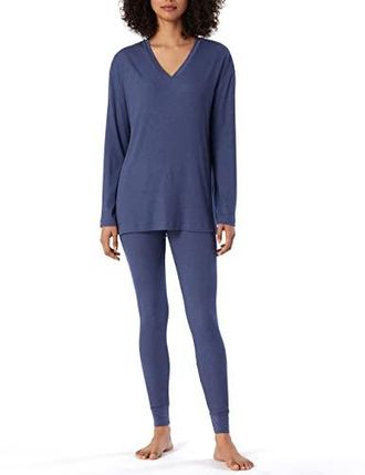 Schiesser Pyjama Long Ensemble de Pijama, Bleu, 46 Femme