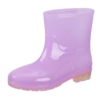 Generic Wellies Bottes de pluie mi-mollet &agrave; talon bas pour femme, couleur unie, faciles &agrave; nettoyer, r&eacute;sistantes &agrave; leau, faciles &agrave; enfiler et &agrave; enlever, pour l