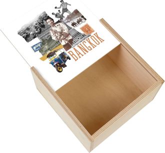 Fabulous Bangkok Box aus Holz im Vintage-Look, für Thailand-Reisen, Postkarte (11 x 11 x 3,5 cm)
