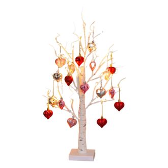 Generico Beleuchteter Baum - Dekoration mit romantischem Glanz und Timer, 24 LEDs, die den Baum mit 18 herzf&ouml;rmigen LEDs beleuchten | f&uuml;r Zuhause, Valentinstag