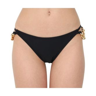 Moschino Femme, Maillots de bain, Noir, Taille: 42 FR Bikini Slip avec Cha&icirc;ne et Imprim&eacute; Logo