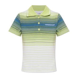 Casablanca Femme, Tops, Vert, Taille: 38 FR Polo &agrave; Manches Courtes Ray&eacute; Bourgeois