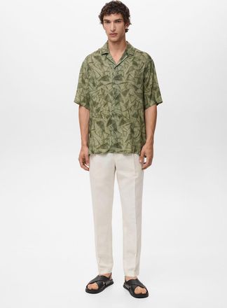 Mango Gemustertes Hemd mit Bowling-Kragen dunkelgrün - Herren - XL - MANGO MAN