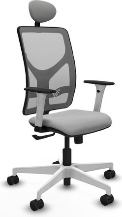 Piqueras y Crespo Hellgrauer Stuhl mit wei&szlig;en und schwarzen Armlehnen, h&ouml;henverstellbare Lendenwirbelst&uuml;tze und festes Kopfteil, ausgestattet mit 3 Positionen, Grau/Hel