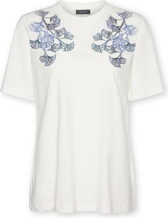 Elena Miro Femme, Tops, Blanc, Taille: 38 FR T-shirt &agrave; broderies florales