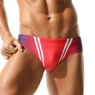 Generic Slip de bain pour homme - Bas de bikini uni confortable - Imprim&eacute; sport - Pour l&eacute;t&eacute; - Respirant - Surf - V&ecirc;tements de plage, Rouge, XXL