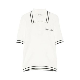 Sporty & Rich Cable Knit Polo - - Tops - Damen - Wei&szlig; - M
