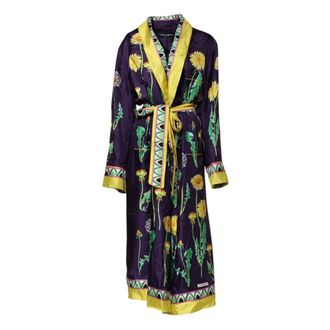 Dolce & Gabbana Blauer Blumen Seiden Wickel Kimono - - Nightwear & Lounge - Damen - Blau - 2XS