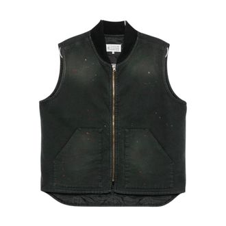 Maison Margiela Gilet &agrave; col c&ocirc;tel&eacute; - Homme - Vestes - Noir - Taille: S