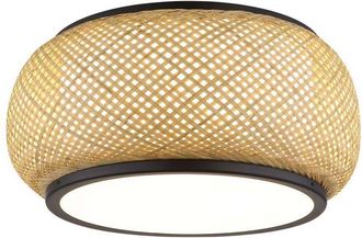 Globo Lighting Plafonnier, lampe de salon, bambou, noir mat, LED CCT, D 38 cm
