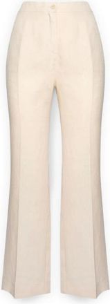 Elena Miro Femme, Pantalons, Beige, Taille: 52 FR Pantalon large en lin
