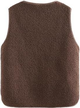 Generic Gilet en Fausse Peau de Mouton pour Femme, Veste Luxueuse sans Manches doubl&eacute;e pour Une Chaleur hivernale Ultime Haut Homme Marque