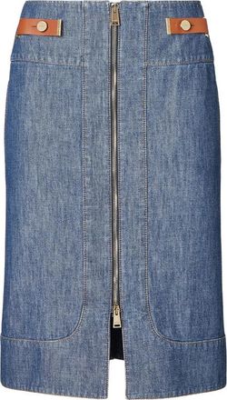 Fendi Navy Blue Chambray Skirt