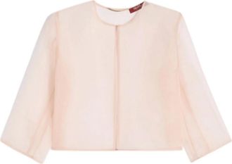 Max Mara Femme, Blouses et Chemises, Rose, Taille: 38 FR Veste Bol&eacute;ro Courte en Organza de Soie Pure