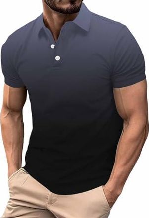 Generic Polo de sport &agrave; manches courtes pour homme - T-shirt respirant - Coupe droite - Polo d&eacute;t&eacute; d&eacute;contract&eacute; et l&eacute;ger - Pour homme, lilas, XL