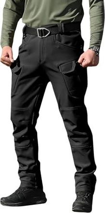 Generic Pantalon de randonn&eacute;e imperm&eacute;able doubl&eacute; de polaire pour homme - Pantalon &eacute;pais rembourr&eacute; &agrave; isolation thermique - Pantalon cargo extensible pour lhive