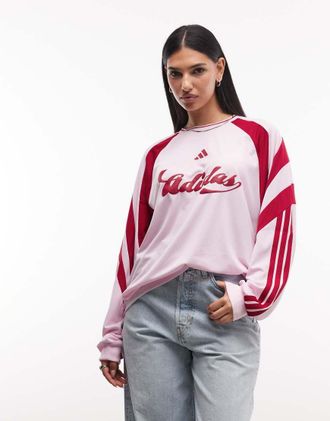 adidas Originals Maillot de football &agrave; manches longues - Rose clair et bordeaux