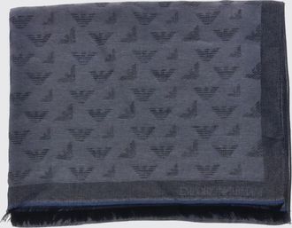 Emporio Armani Schal aus Viskosemischung mit Adler-Jacquard-Logo und Fransen
