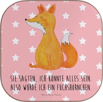 Mr. & Mrs. Panda gläseruntersetzer Einhorn Fuchs - Geschenk, Tischuntersetzer, Einhörner, Coaster, Design Untersetzer, Unicorn, Füchse, Unicorns, Fuchshörnchen, Gläser