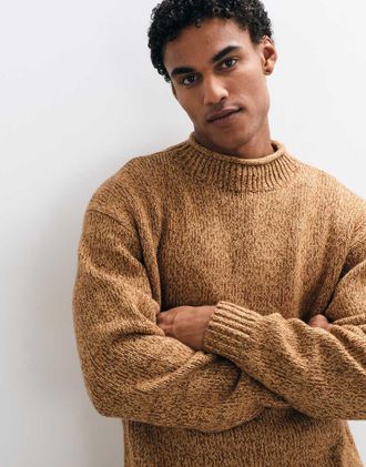 Abercrombie & Fitch pull en maille &agrave; col montant camel-Neutre
