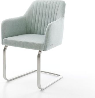 DELIFE Freischwinger Greg-Flex Stripes Mint Freischwinger flach Edelstahl Taschenfederkern, Esszimmerstühle