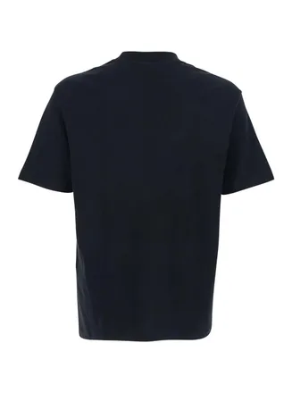 Emporio Armani Mens Crew Neck T-Shirt Embroidered Logo Black Cotton T-Shirts And Polos