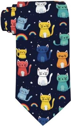 Generic Chaton Rainbow Mignon Cravatte Élégante Cravate Homme Polyvalente Cravates Pour Soirée Scolaires Événements