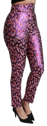 Dolce & Gabbana Womens Multicolor Patterned Cropped High Waist Pants Polyester Silk