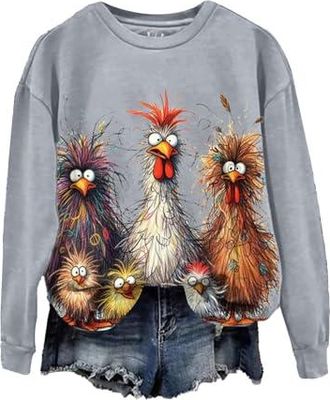 Generic Sweatshirts pour femmes UK sweatshirts sans capuche imprim&eacute; graphique haut surdimensionn&eacute; col rond manches longues automne hiver d&eacute;contract&eacute; confortab