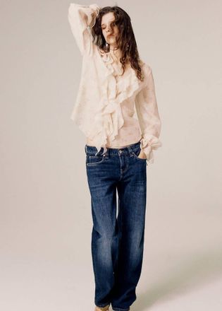 Mango Blouse &agrave; volants imprim&eacute;e &agrave; fleurs rose pastel - Femme - XS - MANGO