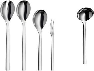 WMF Nuova Servierteile, Set4-teilig, Serviergabel, Servierl&ouml;ffel und Salatbesteck 30 cm, Cromargan Edelstahl Rostfrei 18/10 & Nuova Saucenl&ouml;ffel 18 cm, So
