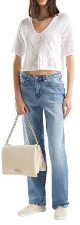 Benetton Damen Maglia Scollo V M/M 103cd401m Pullover, Weiß, Small