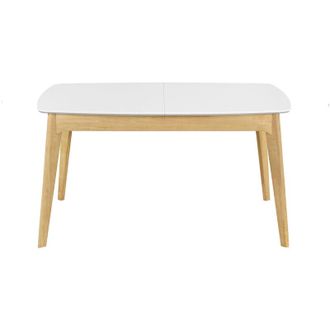 Miliboo Tisch ausziehbar skandinavisch Wei&szlig; und Holz L&auml;nge 140-180 cm MEENA