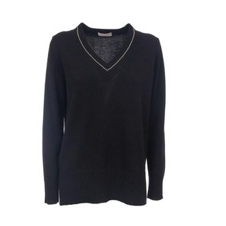 Le Tricot Perugia V-Ausschnitt Strickware - - Knitwear - Damen - Schwarzk - M