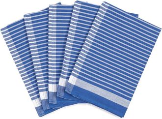 ROSS Exclusiv - 5 X Geschirrtücher - Baumwolle - Leinen - im Set (Blau)
