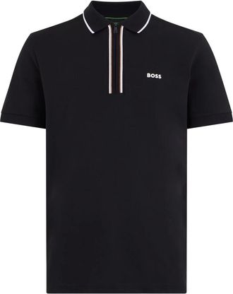 HUGO BOSS Homme, Tops, Noir, Taille: M Polo en coton avec fermeture &eacute;clair