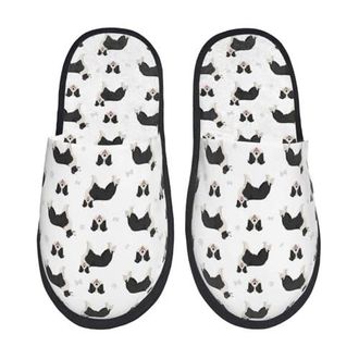 Generic Pantoufles En Coton Chien Border Collie Mignon Portative Pantoufles De Maison R&eacute;utilisables Chaussons DInt&eacute;rieur Pour Automne Camping Chambre M