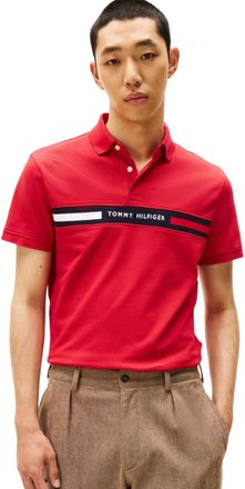 Tommy Hilfiger Herren Poloshirt Kurzarm Chest Insert Regular Fit, Mehrfarbig (Medium Red), XXL