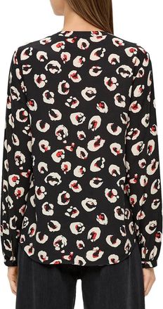 s.Oliver Damen 2139035 Bluse Langarm mit Dobby Struktur, 99A1 Creme|rot|schwarz, 36