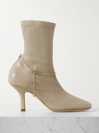 Burberry Bottines En Cuir À Chaînes - Marron